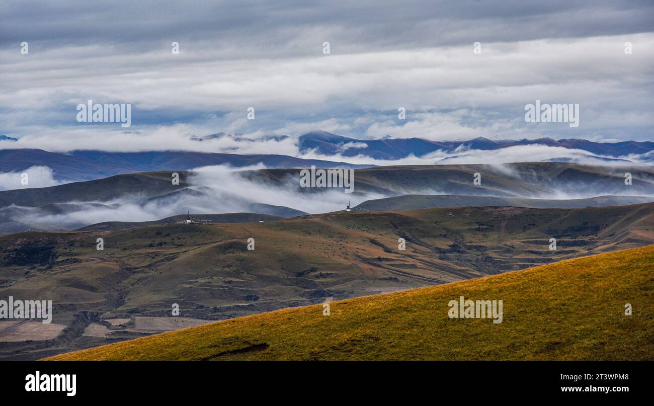 ABA, CHINA - OCTOBER 11, 2023 - The Langyi Temple is seen surrounded by ...