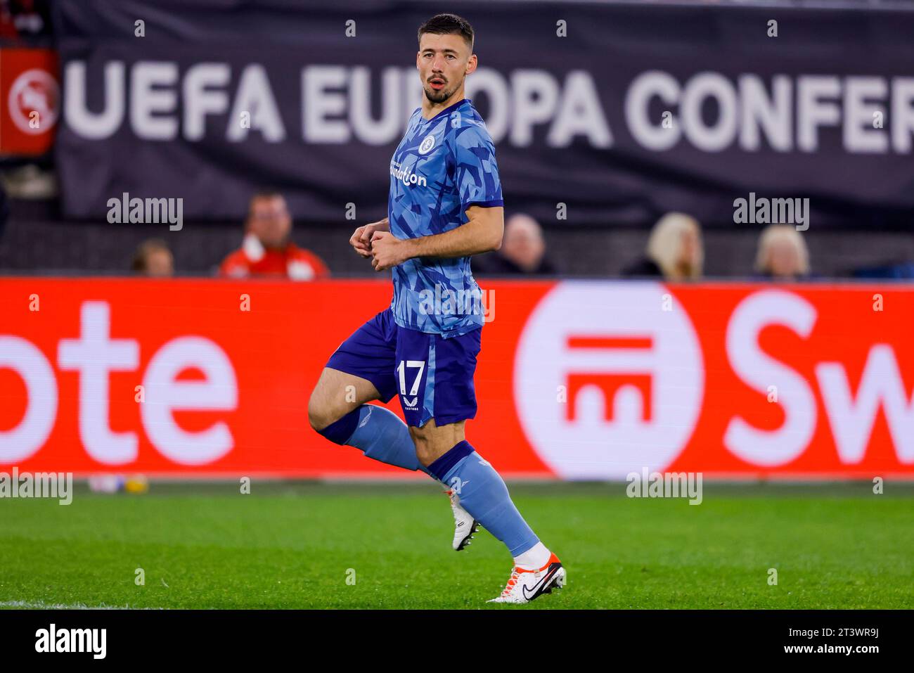 ALKMAAR, NETHERLANDS - OCTOBER 26: Clement Lenglet (Aston Villa) looks ...