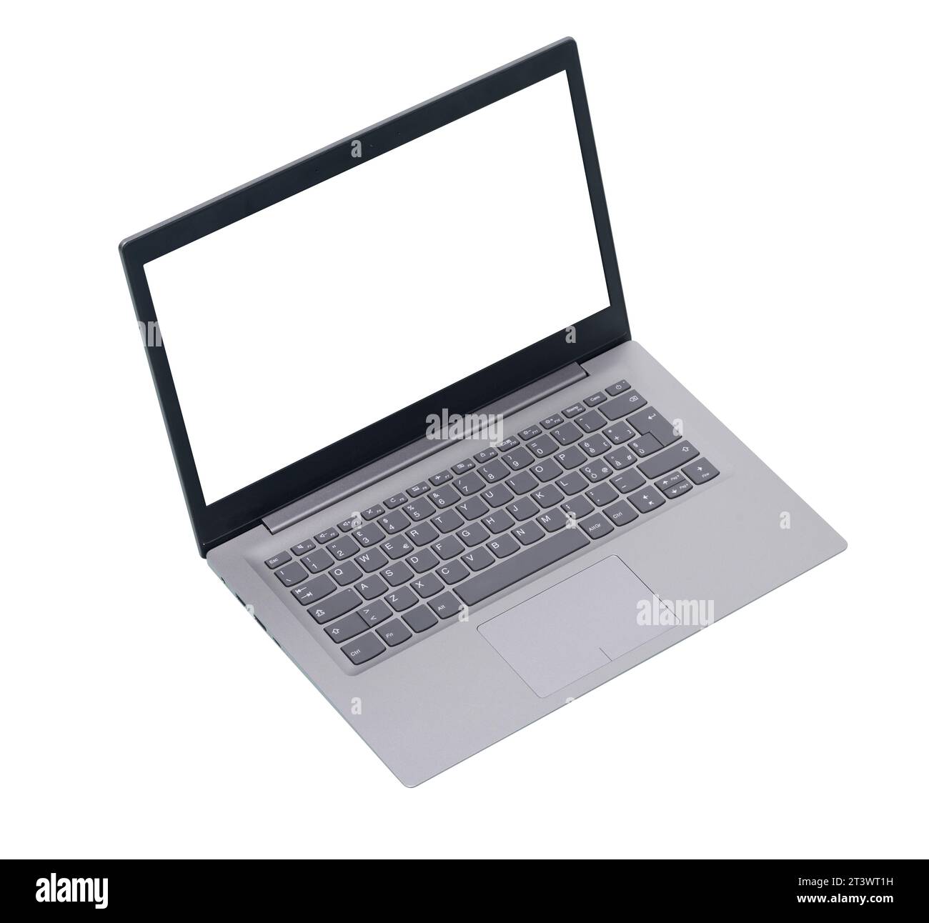 Gray metallic laptop with blank screen, computers and technology ...