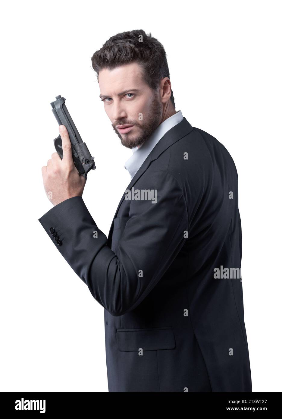 Confident undercover agent with a gun against Stock Photo - Alamy