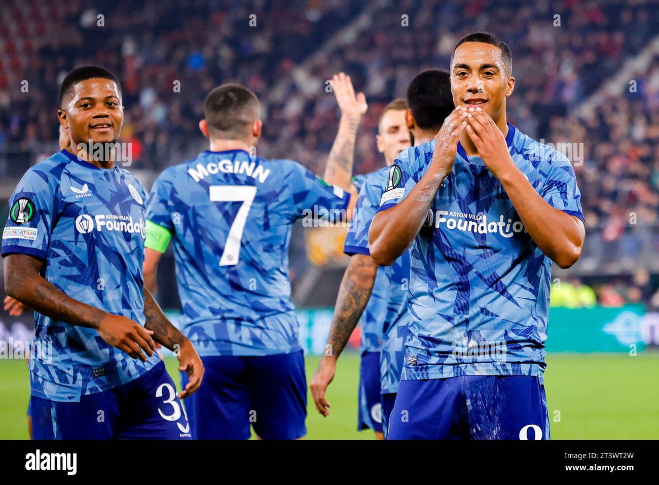 ALKMAAR, NETHERLANDS - OCTOBER 26: Youri Tielemans (Aston Villa) scores ...