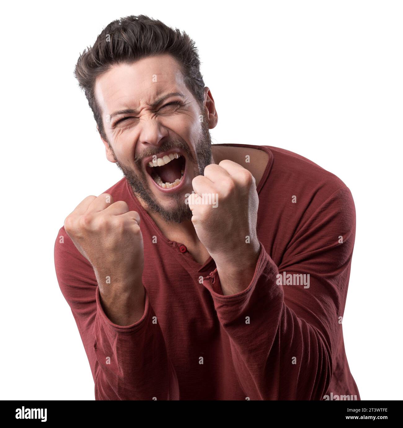 Angry aggressive man shouting out loud with ferocious expression Stock ...