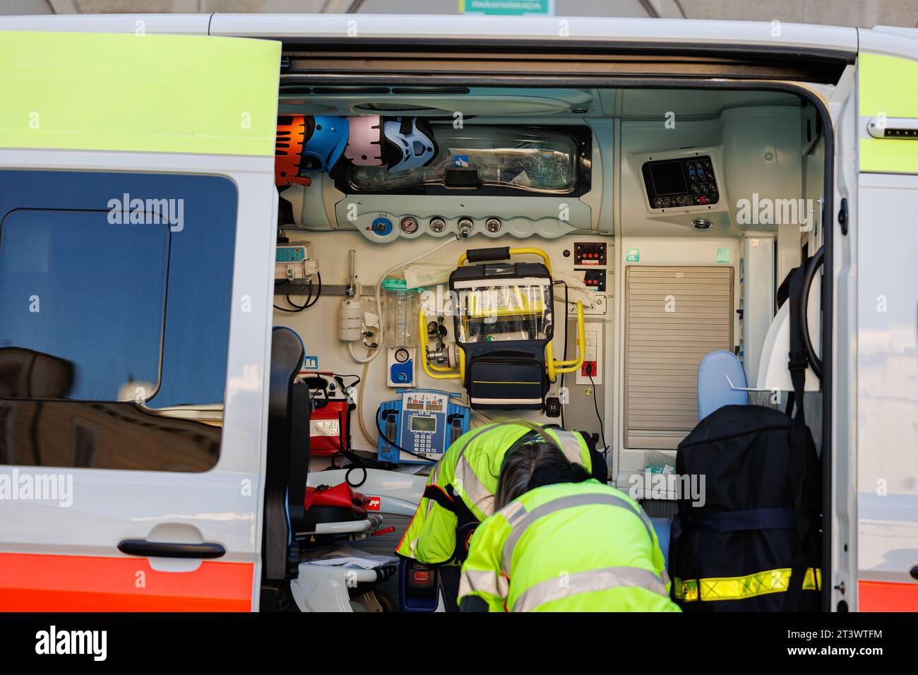 Ambulance on a City Street With Medical Personnel on Board for an ...