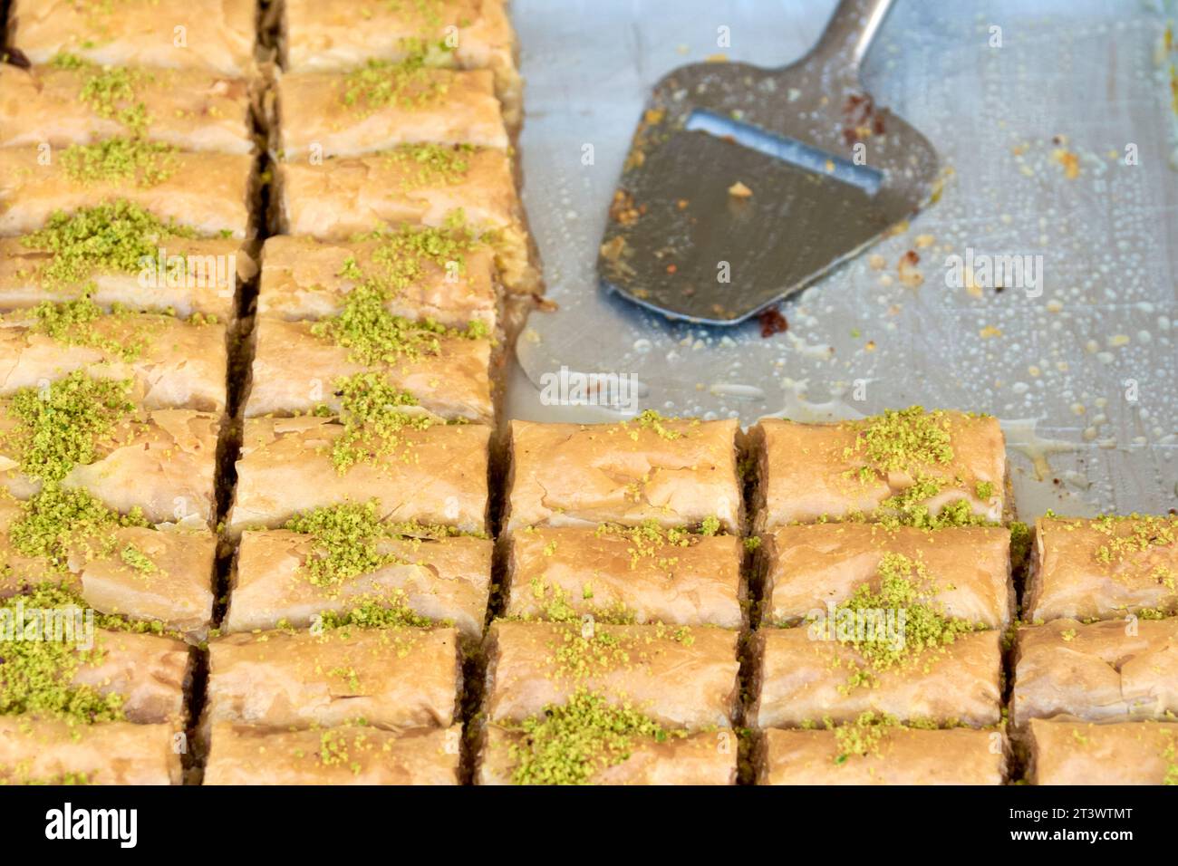 Turkish baklava cakes with pistachios Stock Photo - Alamy