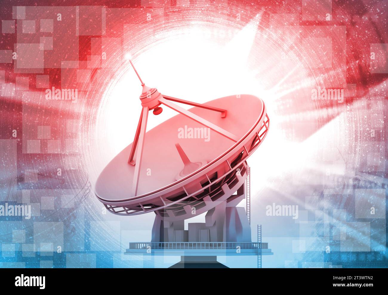 Satellite dish on abstract tech background. 3d illustration Stock Photo ...