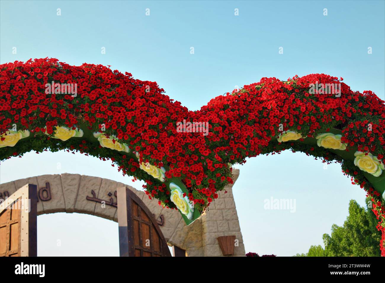 1st January 2015, Dubai, UAE. Petunias and butterflies decorated with ...