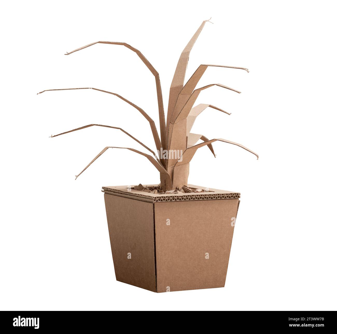 Decorative handmade plant in a vase made from recycled cardboard Stock ...