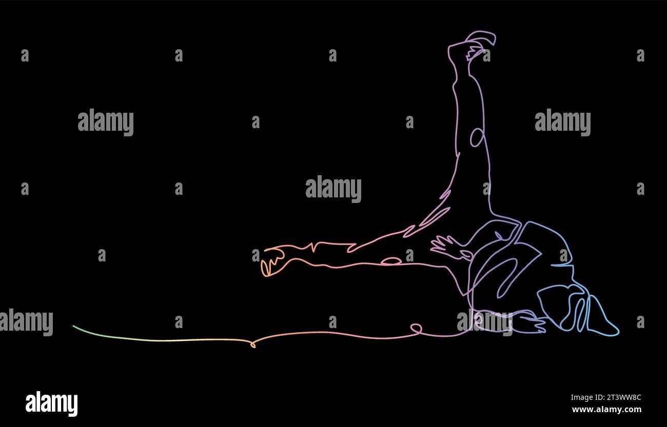 Breakdance, street dance vector illustration. One continuous line art ...