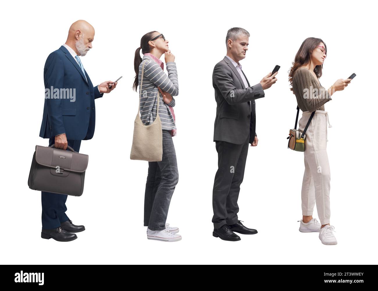 Business people standing and waiting Stock Photo - Alamy