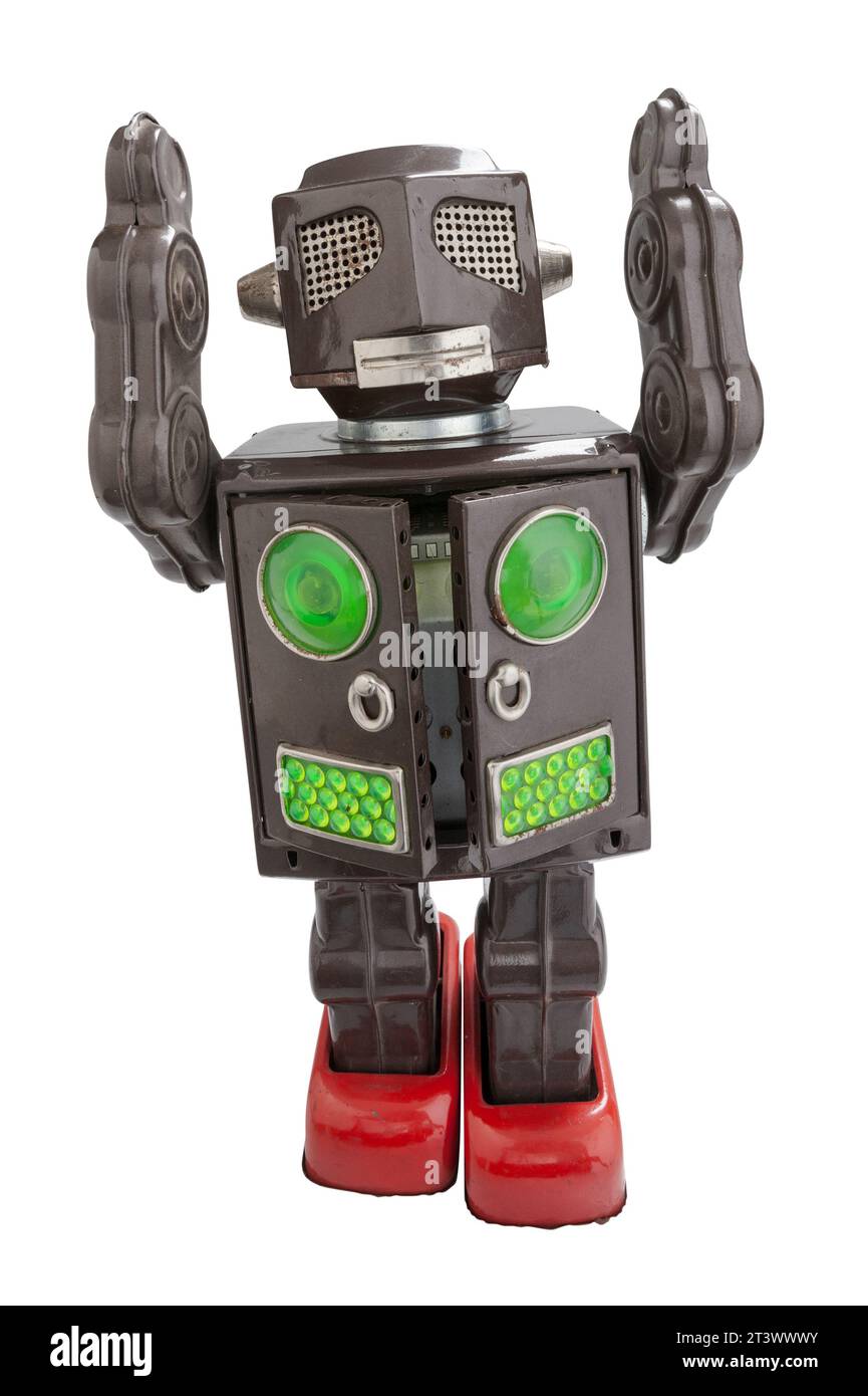 Funny vintage tin toy robot with mechanical arms, creative vintage toys ...