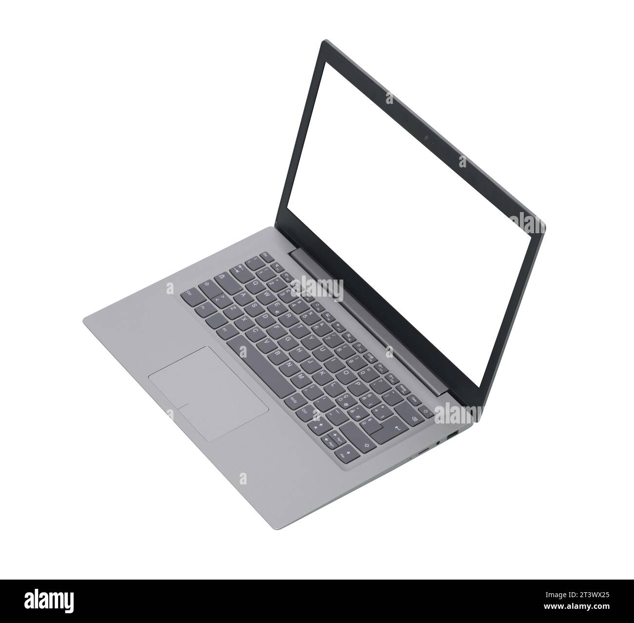Gray metallic laptop with blank screen, computers and technology ...