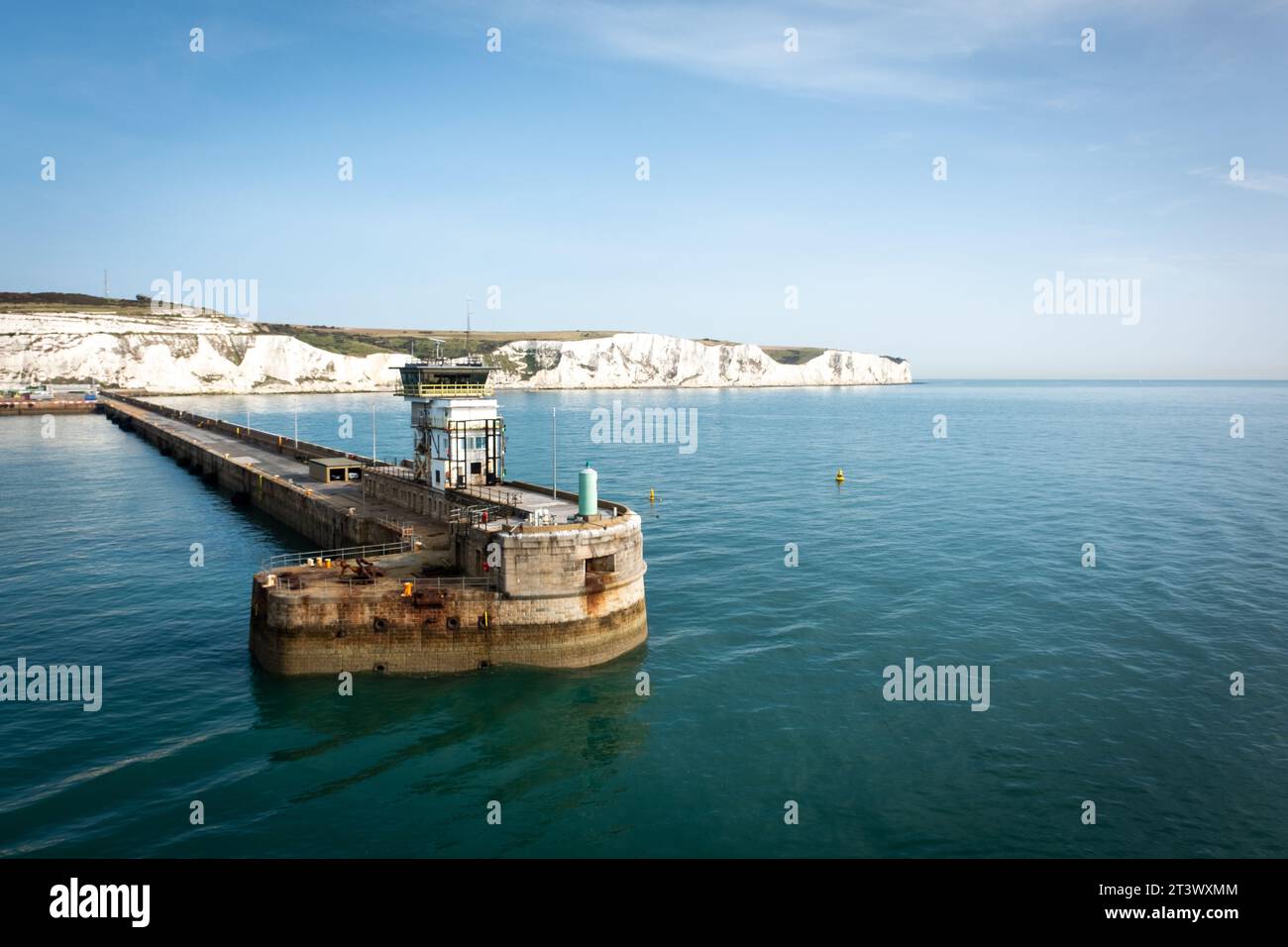 The entrance to Dover Port, England, with the famed White Cliffs in the ...