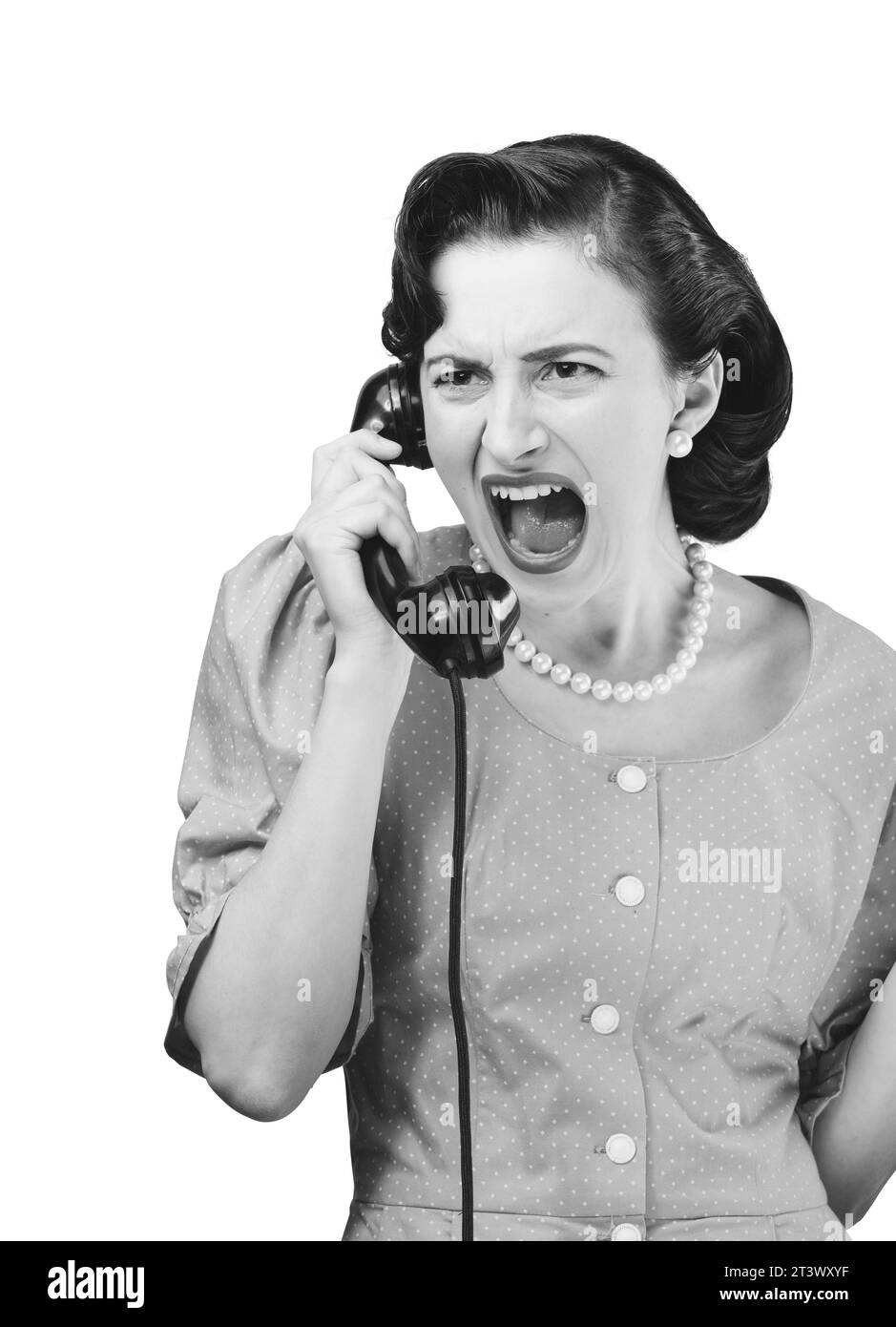 Angry stressed woman having a phone call, she is yelling on the ...