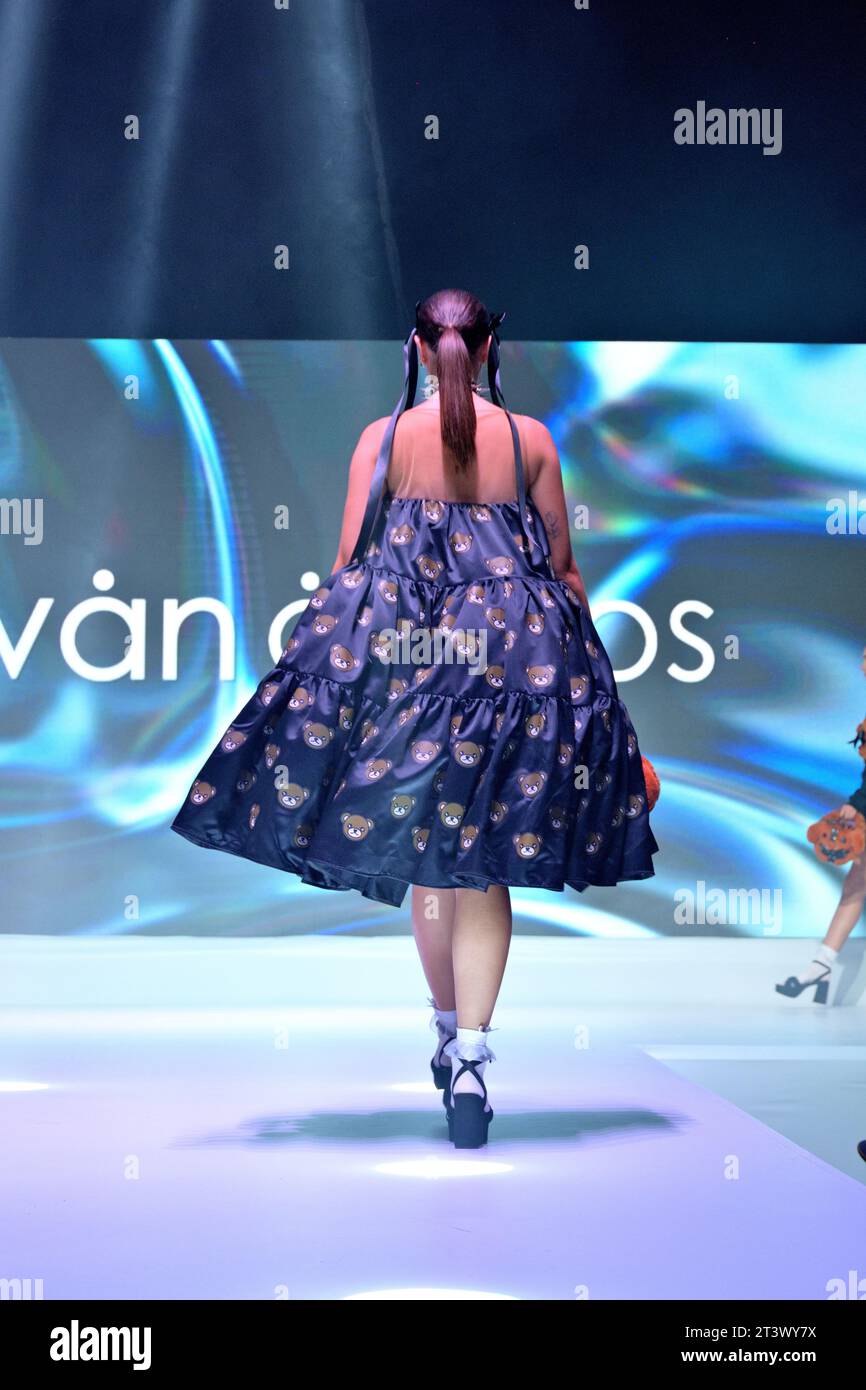 LEON, MEXICO. OCT. 26. A model walks the runway during the Ivan Avalos show as part of ANPIC 62 ...