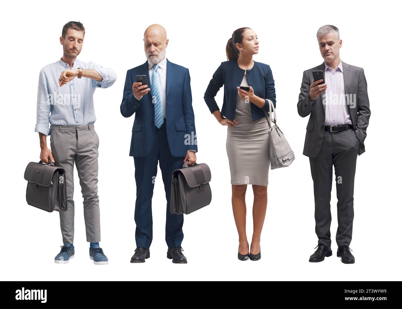 Business people standing and waiting Stock Photo - Alamy