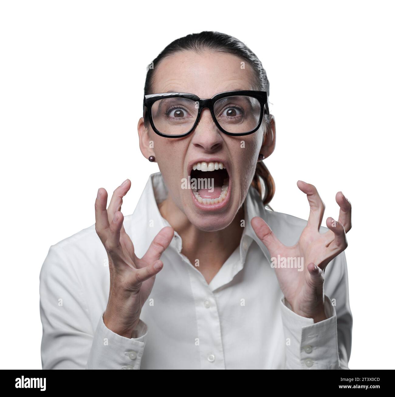 Woman angry arguing camera hi-res stock photography and images - Alamy