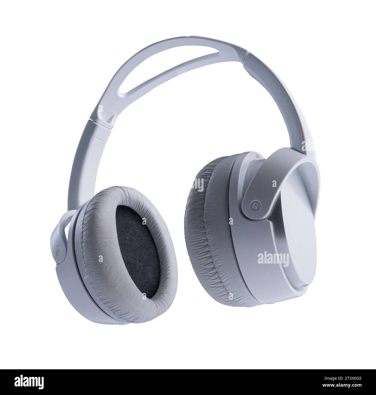 White wireless headphones on white background Stock Photo - Alamy