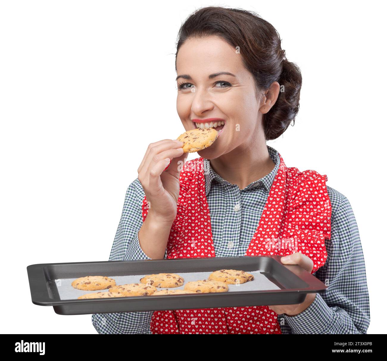 Woman baking cookies isolated Stock Photo - Alamy