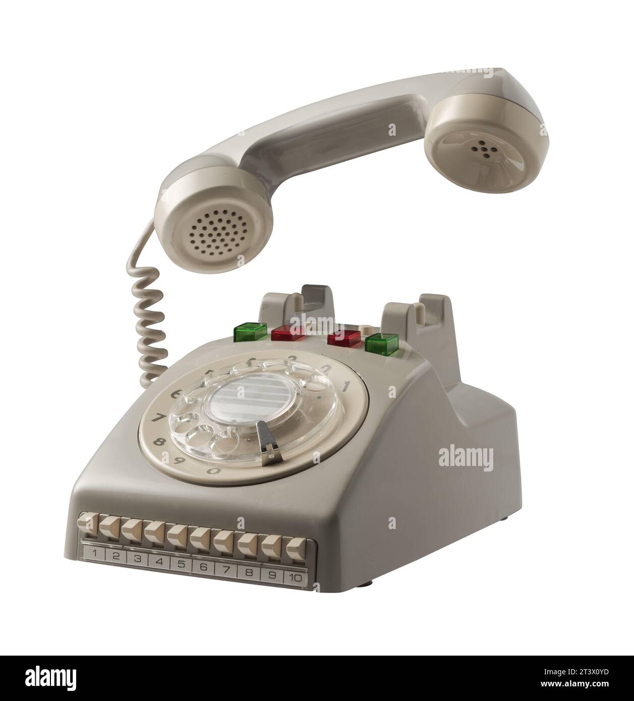 Vintage beige phone isolated on white background Stock Photo - Alamy