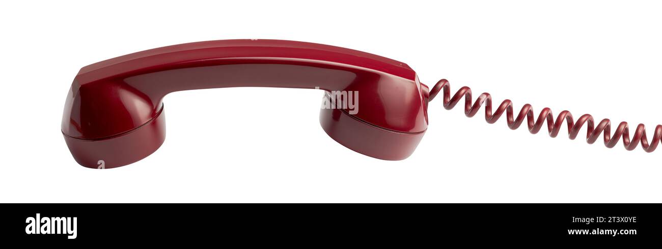 Red vintage telephone handset isolated on white background Stock Photo ...