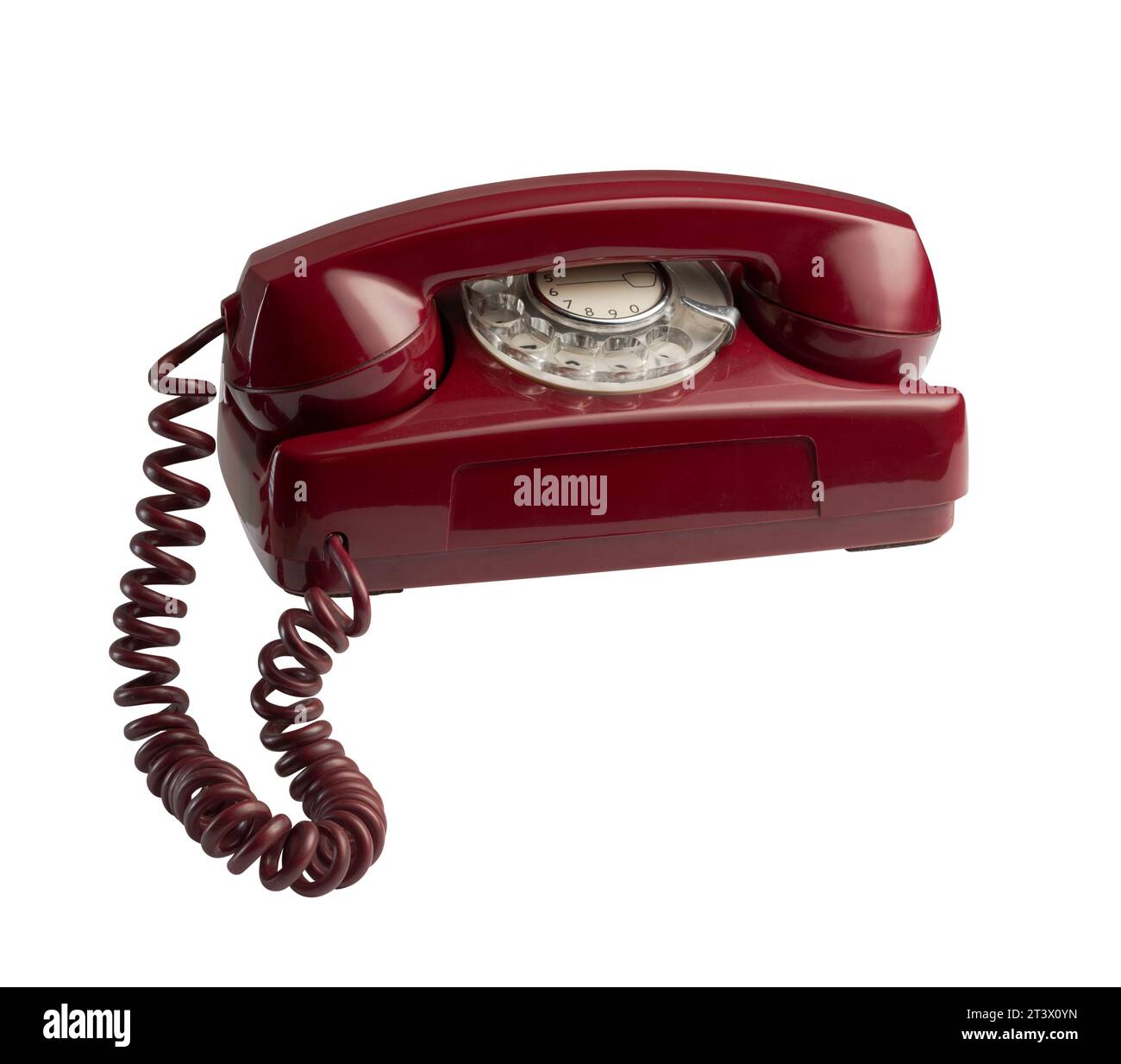 Vintage red phone isolated on white background Stock Photo - Alamy