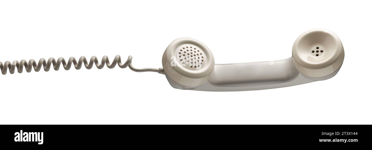Beige vintage telephone handset isolated on white background Stock ...