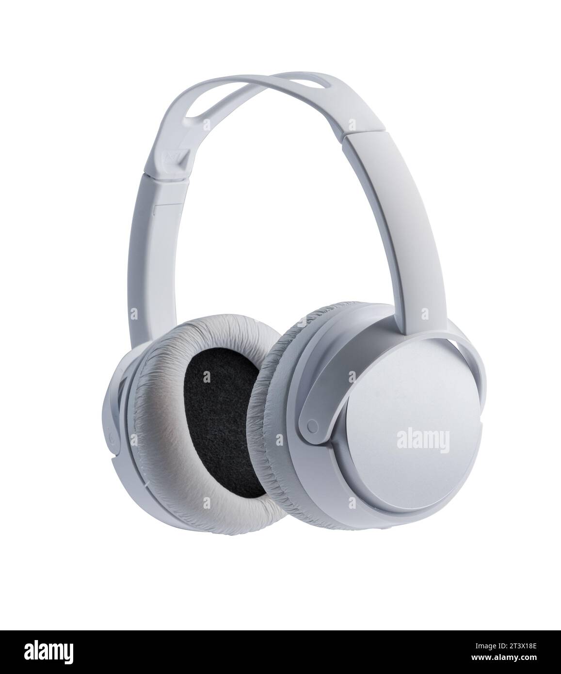 White wireless headphones on white background Stock Photo - Alamy