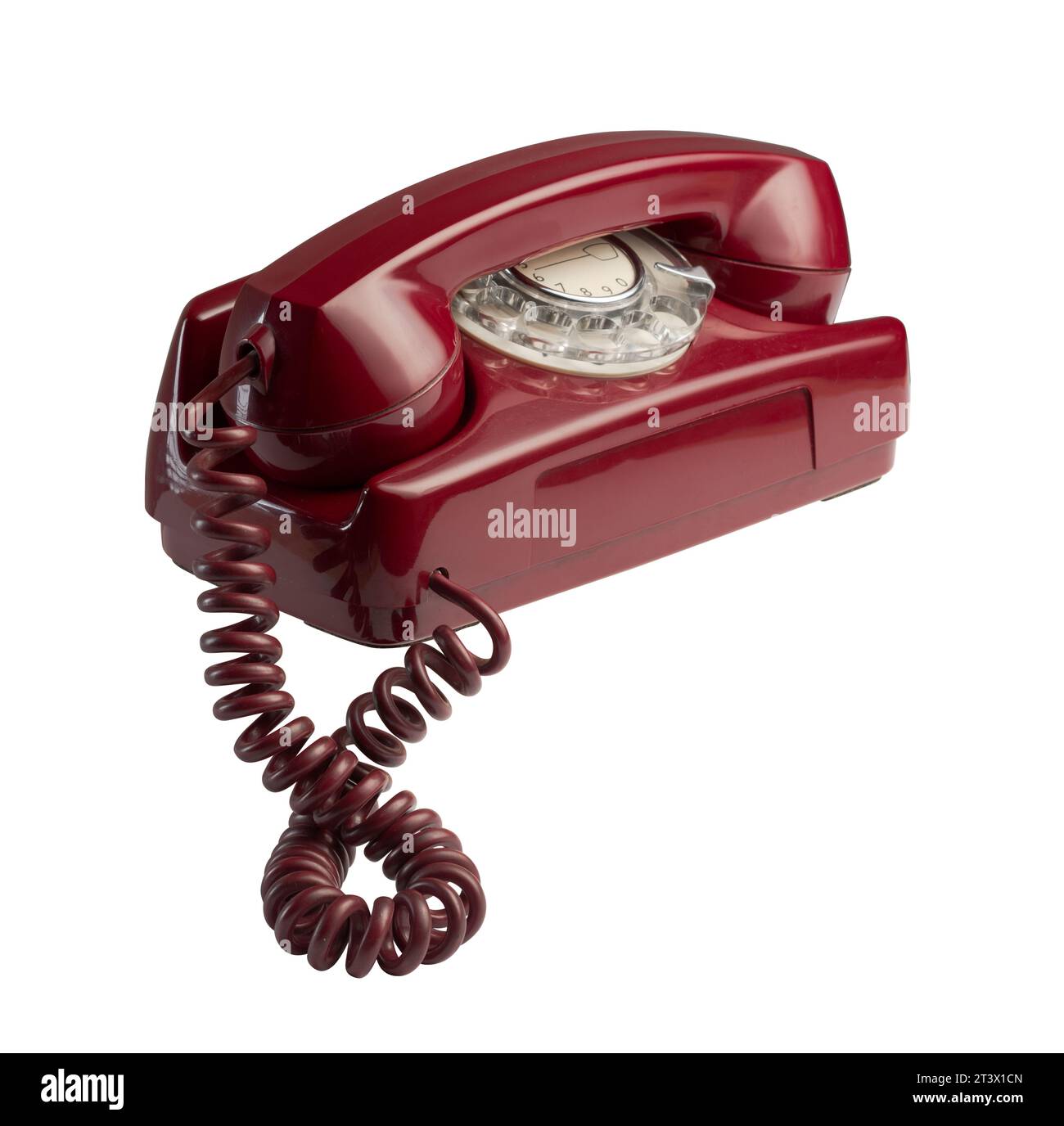 Vintage red phone isolated on white background Stock Photo - Alamy