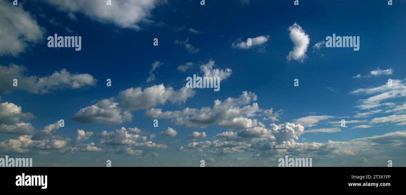 Different types of clouds in deep blue sky. Summer sky background Stock ...