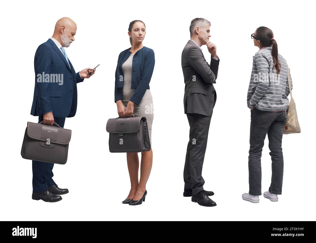 Business people standing and waiting Stock Photo - Alamy