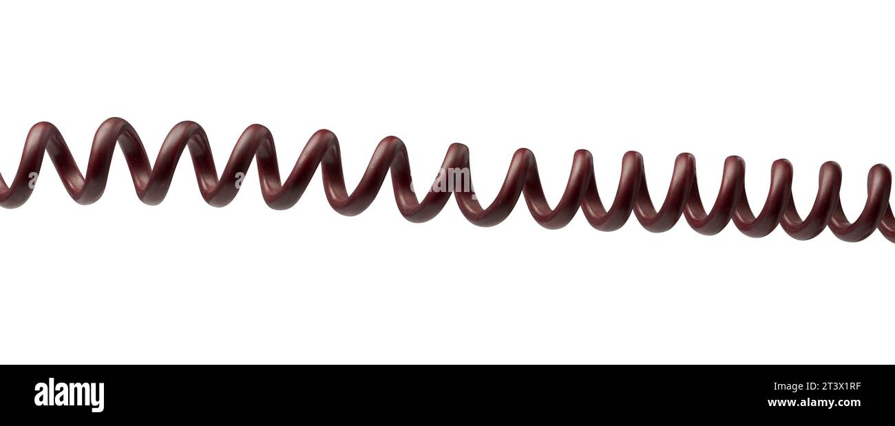 Red telephone wire isolated on white background Stock Photo - Alamy