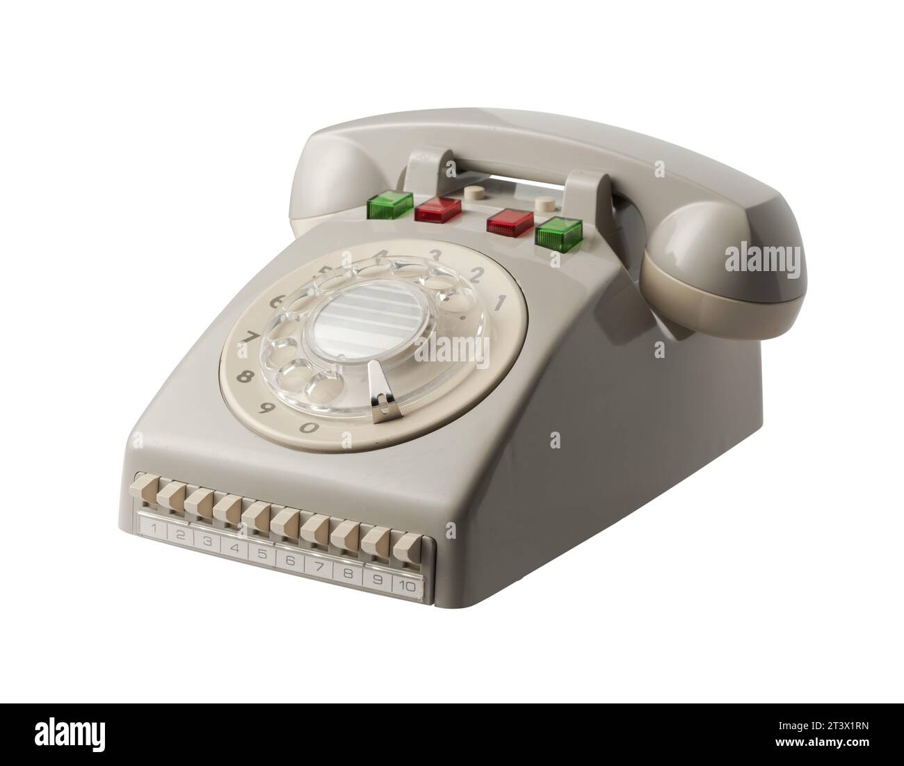 Vintage beige phone isolated on white background Stock Photo - Alamy