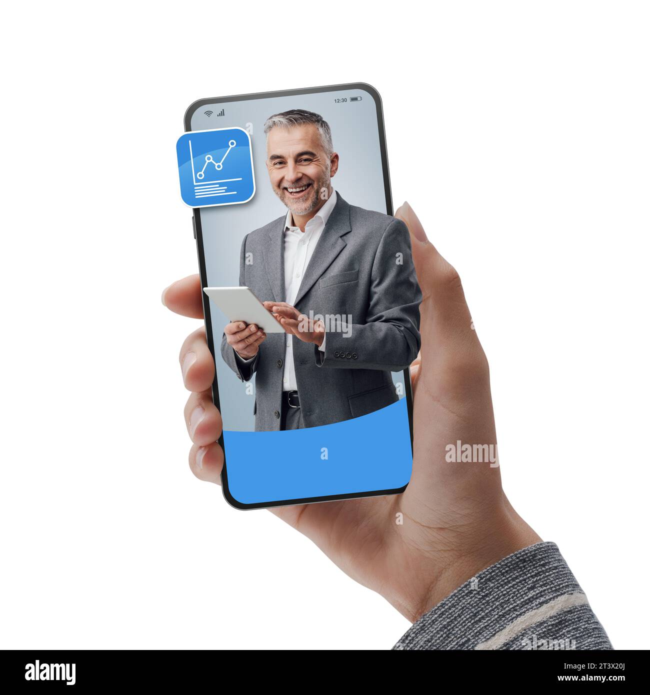 Expert financial advisor giving a consultation on video call, online ...