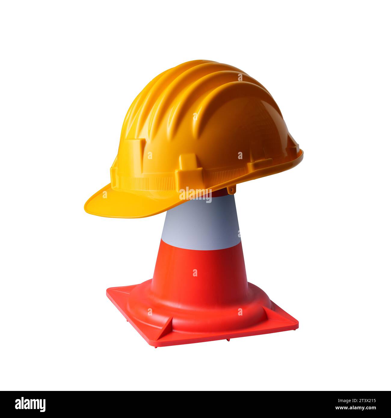 Safety helmet and traffic cone: safety at work concept Stock Photo - Alamy