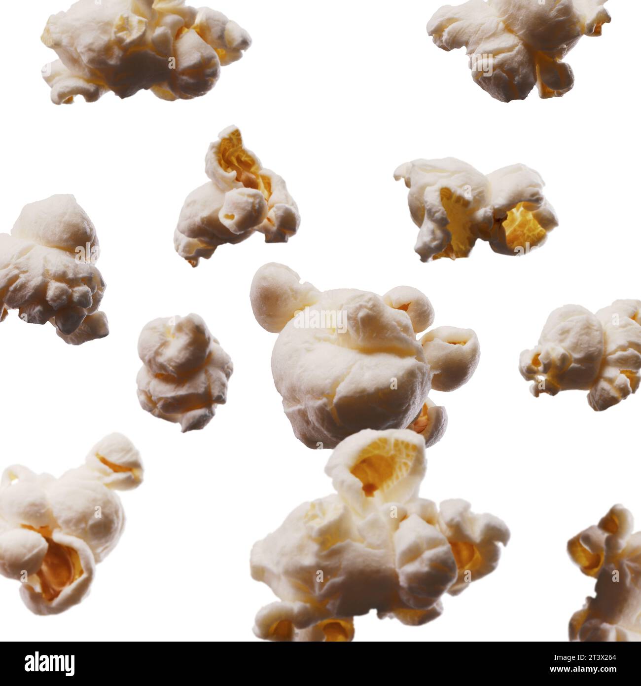 Crunchy fresh popcorn falling background, snacks and entertainment ...