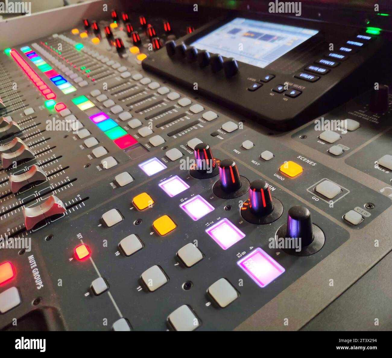 Professional music console background, sound equipment close view Stock ...