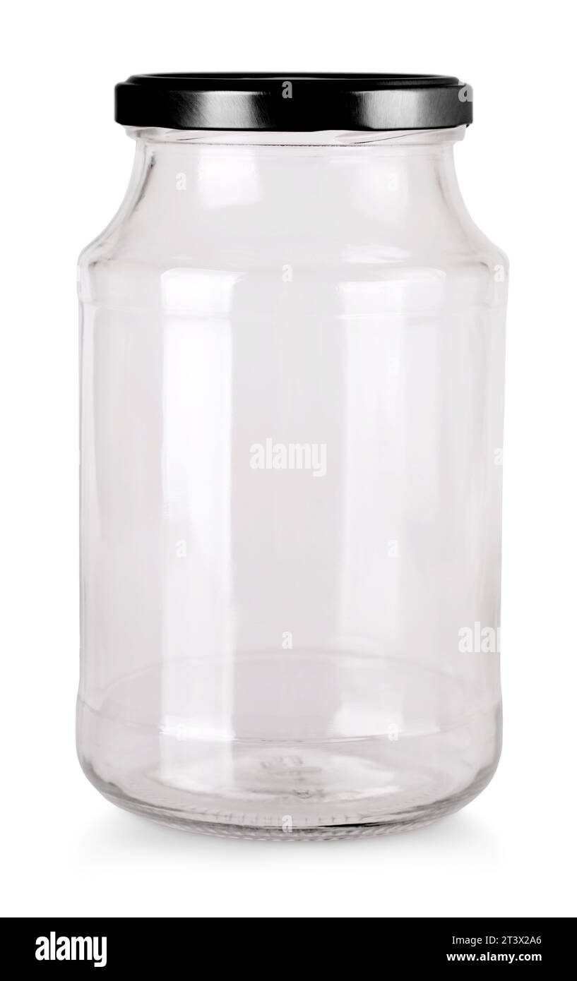 The empty glass jar isolated on white background Stock Photo - Alamy