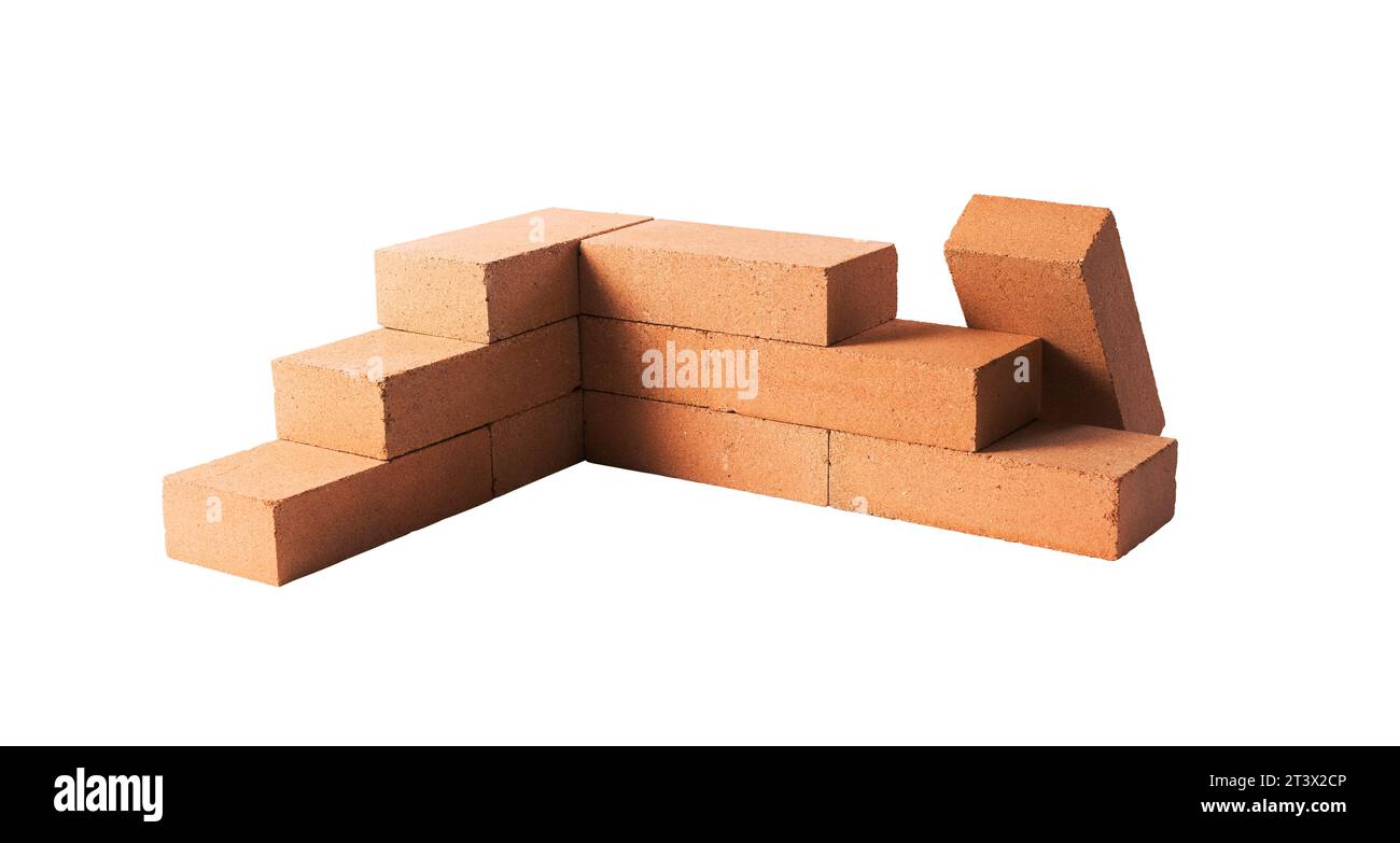 Brick wall under construction: building and home construction concept ...