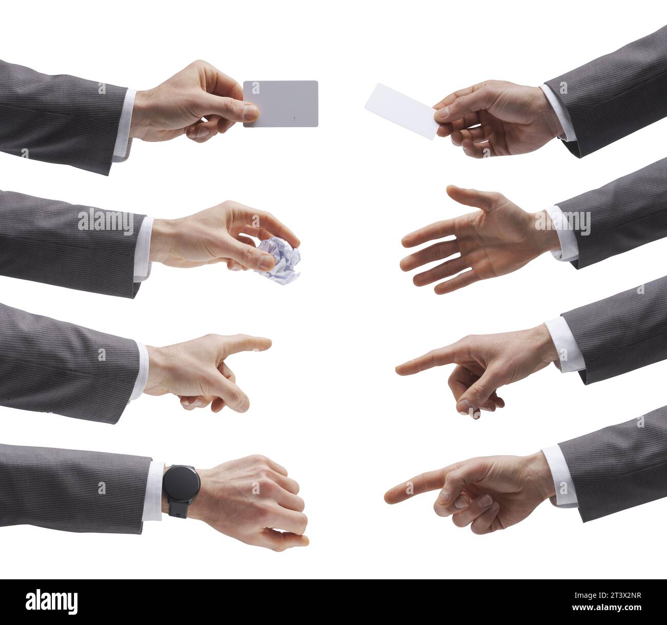 Collection of assorted business people hands in different poses and ...