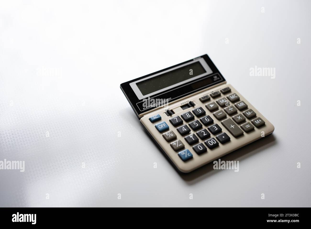 Digital calculator on a white background, top view, isolated (high top ...