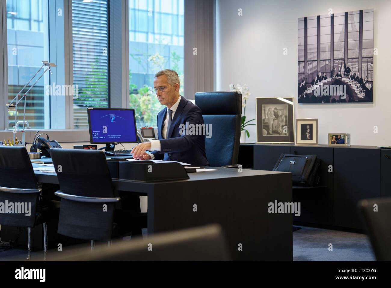 Brussels, Belgium 20231026.Secretary General of NATO, Jens Stoltenberg ...