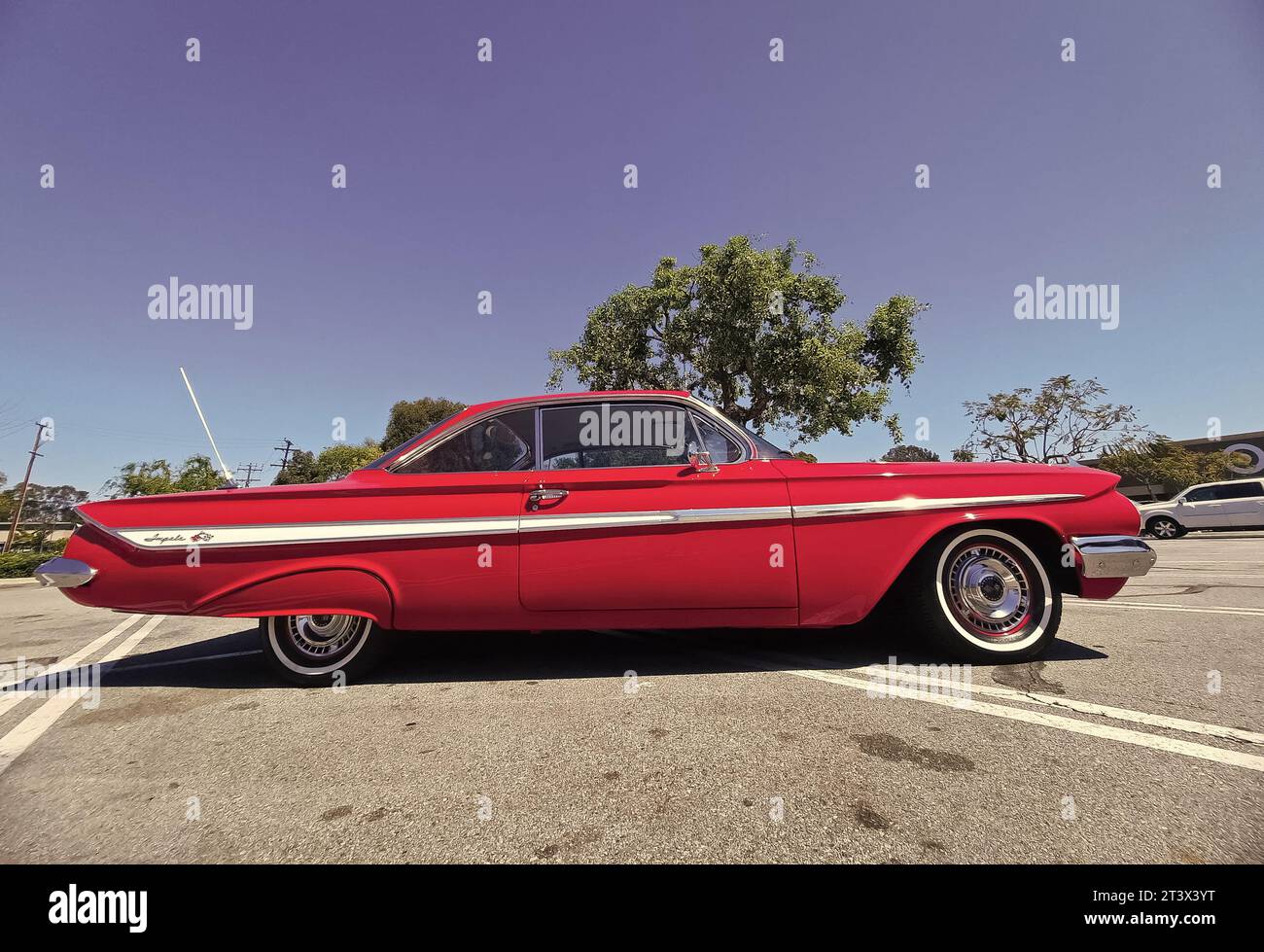 Los Angeles, California USA - March 28, 2021: red chevrolet impala ...
