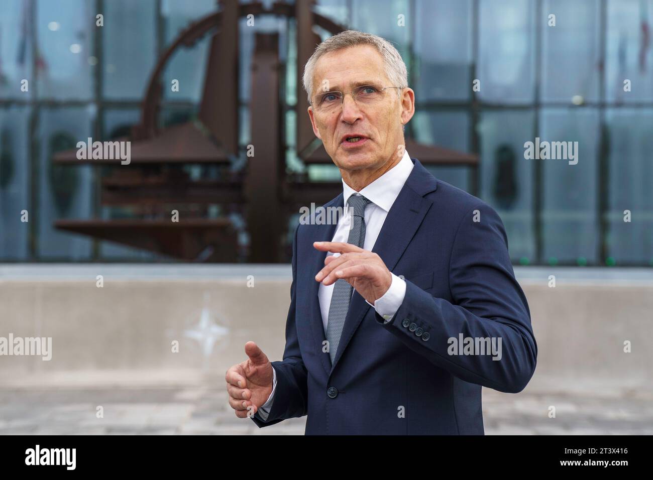 Brussels, Belgium 20231026.Secretary General of NATO, Jens Stoltenberg ...