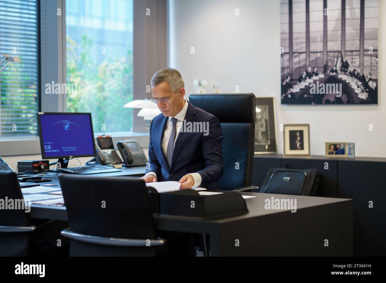 Brussels, Belgium 20231026.Secretary General of NATO, Jens Stoltenberg ...