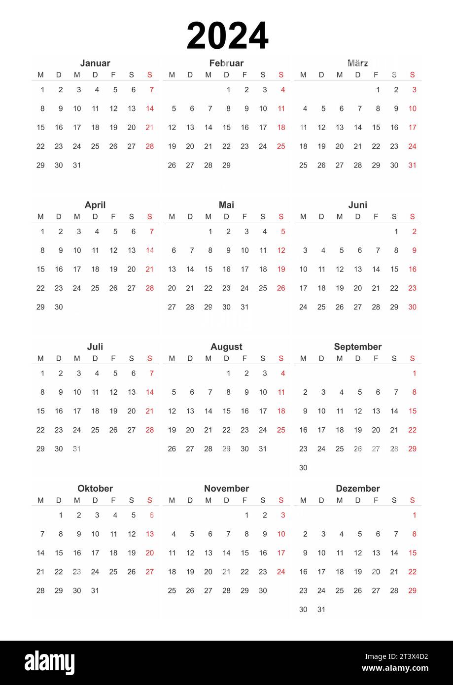 2024 german calendar hi-res stock photography and images - Alamy