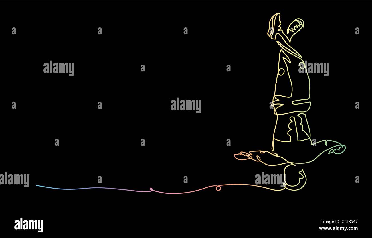 Break dance, street dance vector illustration. One continuous line art ...