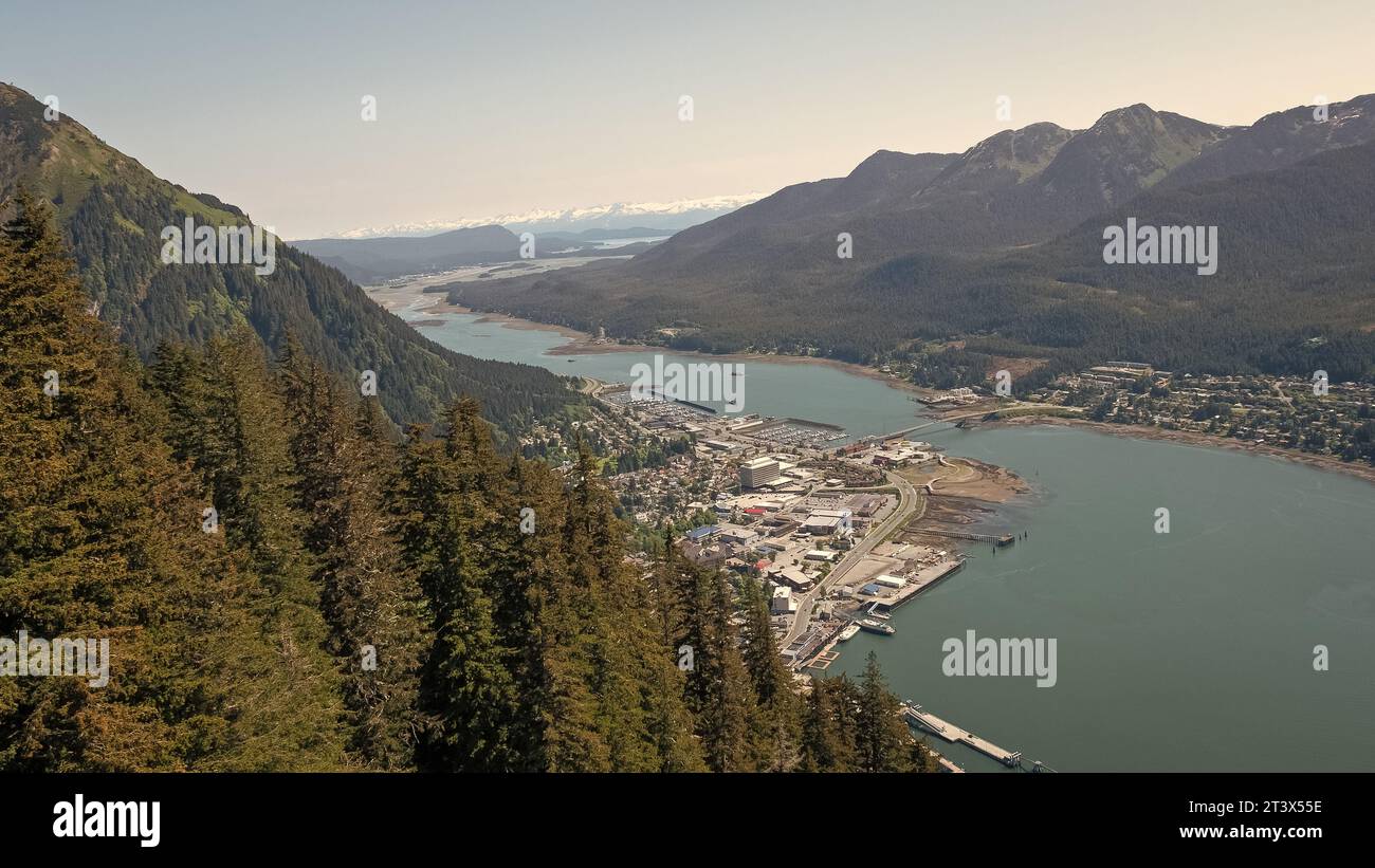 destination landscape in alaska bay. aerial photo of destination ...
