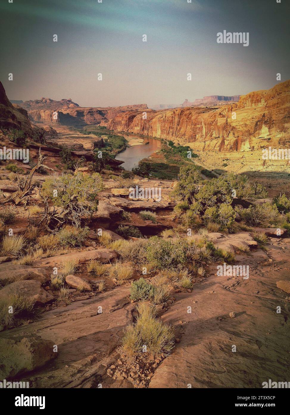 View of river and scenery from Moab Rim Trail Moab Utah Stock Photo - Alamy