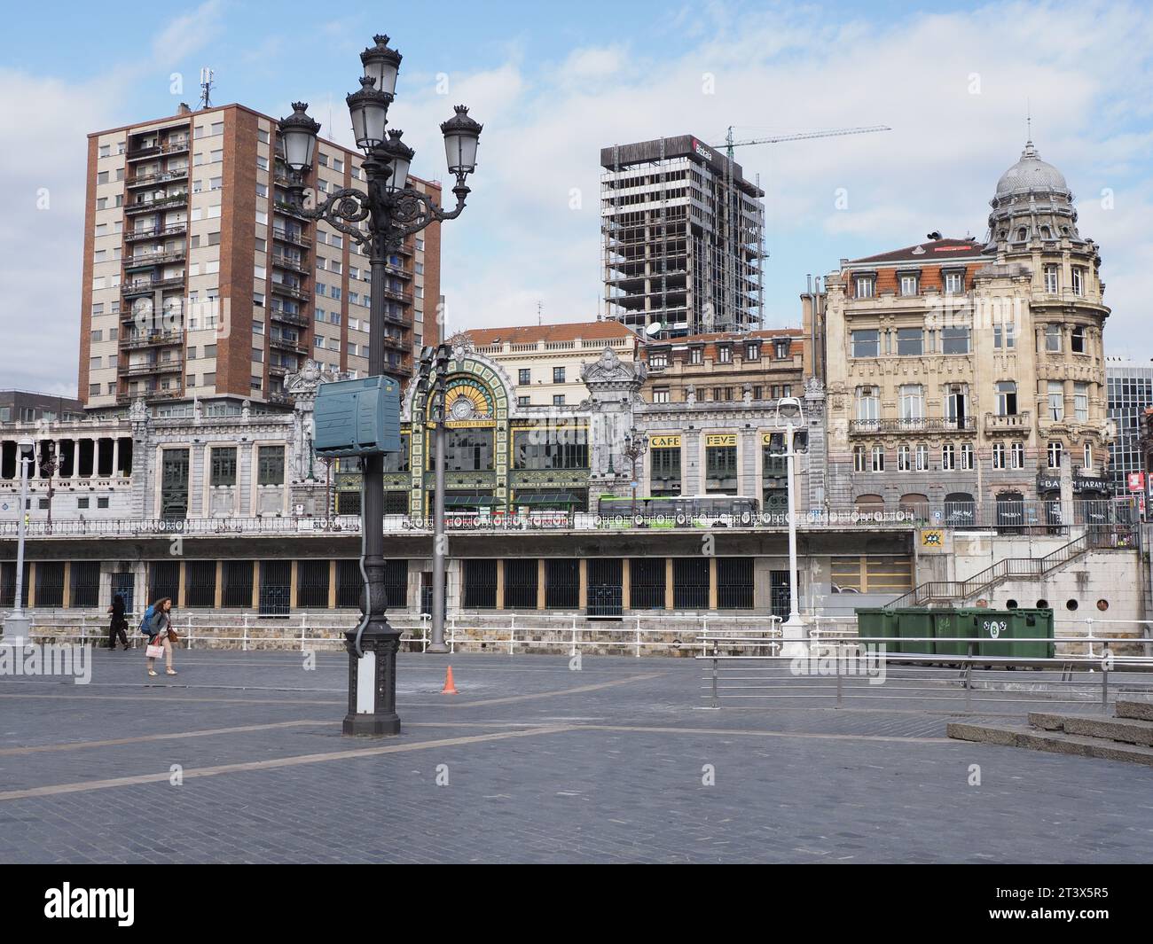 BILBAO, SPAIN - September 6th 2019: Historical square in European city ...