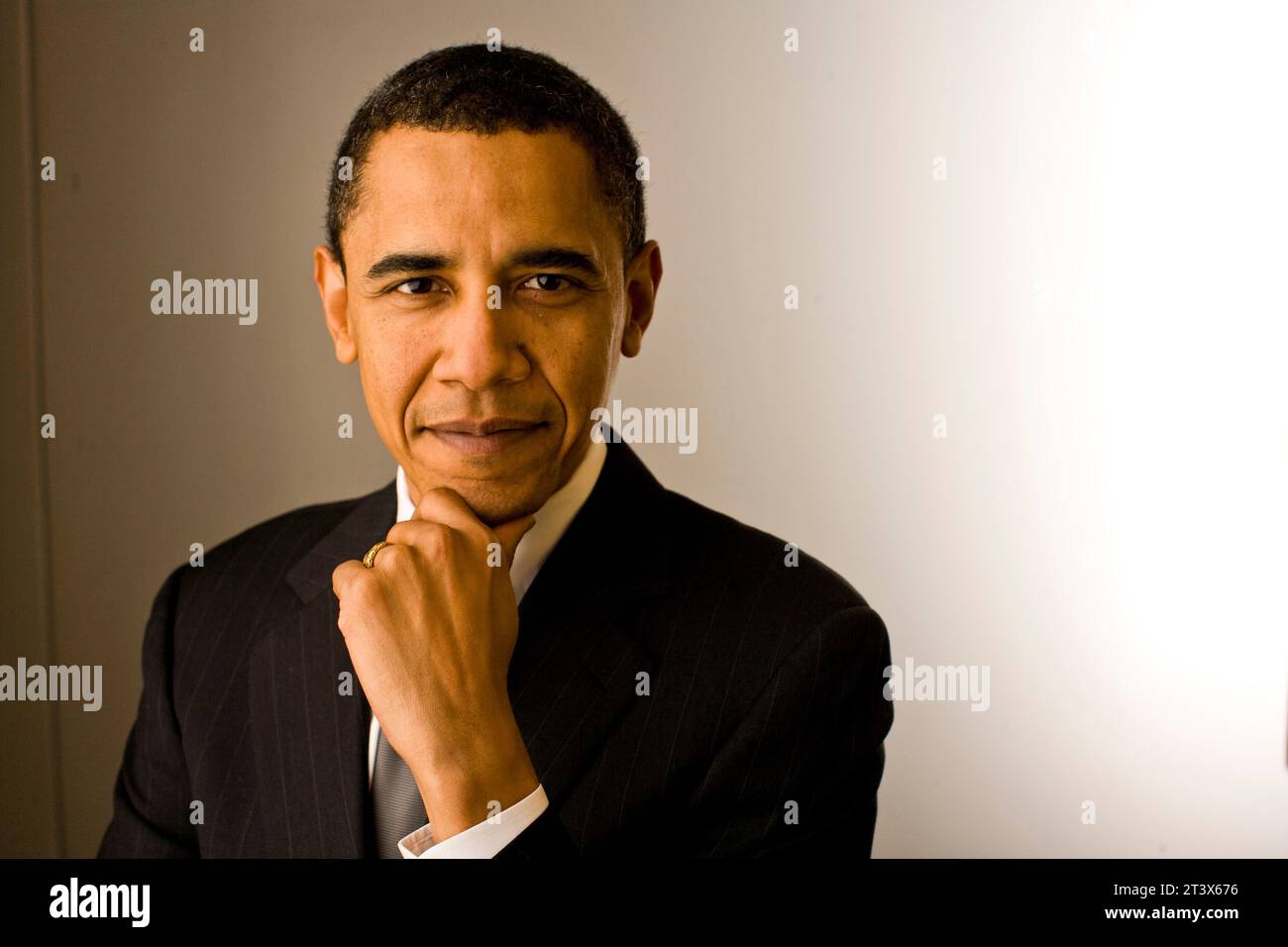 Barack Obama poses for a portrait, College Park, Maryland Stock Photo ...